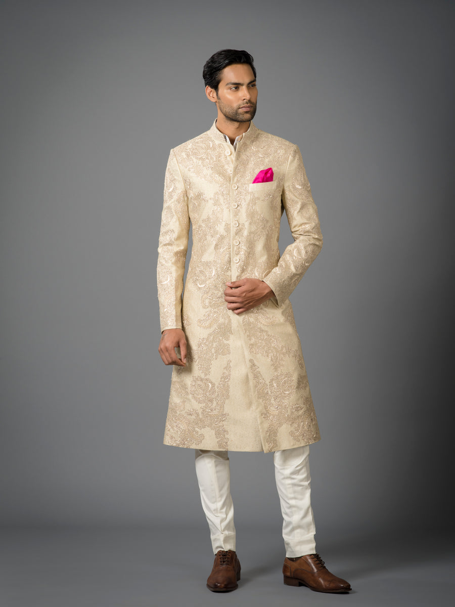 IVORY CROWN EMBROIDERED ACHKAN