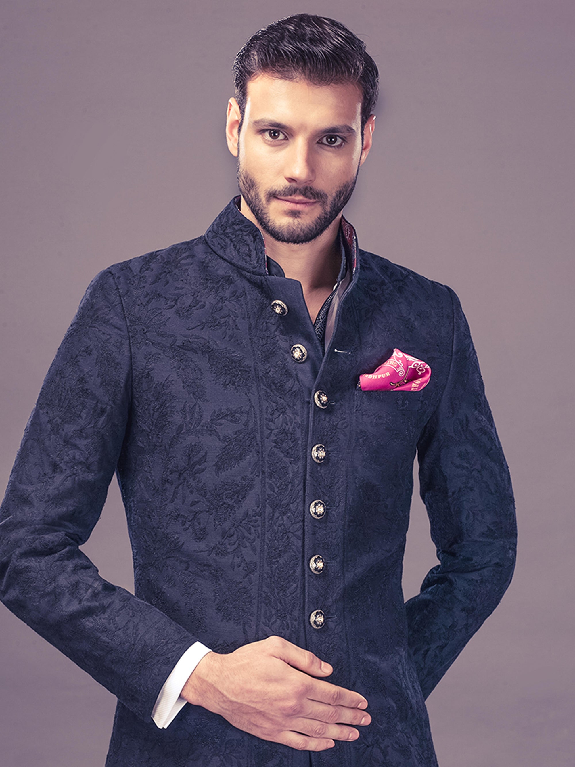 DUSKY NEBULA EMBROIDERED ACHKAN